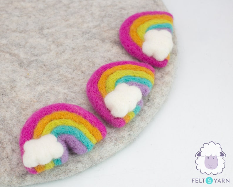 20 Pieces 7cm Felt Rainbow With a Cloud Felted Pastel - Etsy