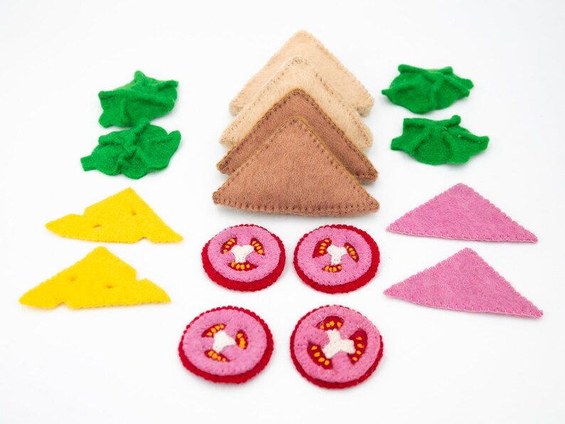 Felt Sandwich Pretend Play Food for Kids, Handmade Stitch Felt Ham and ...