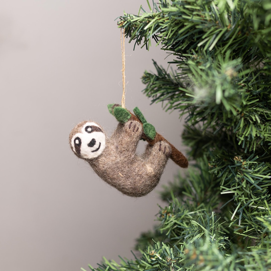 Handmade Felt Sloth Ornament | Hanging Ornaments for Christmas Tree ...