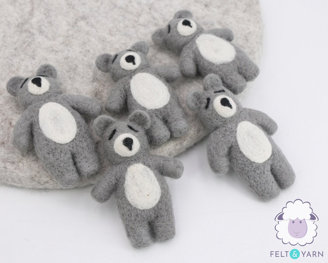 10 Pcs Felt Mini Teddy Bear | Merino Wool Plush Bear | Felted Soft Toy ...