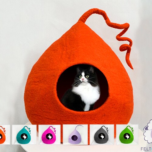 50cm Felted Turnip Cat House Bed Wool Cat Cave Cocoon - Etsy