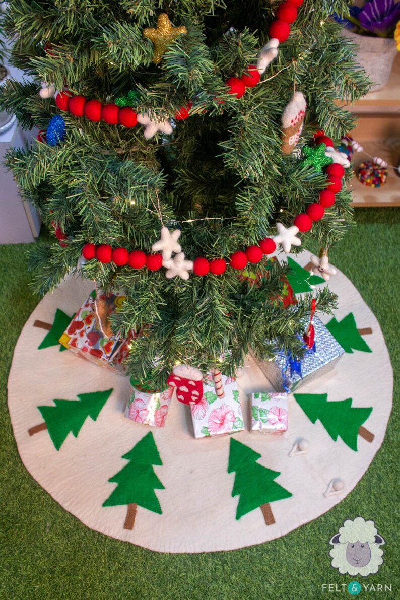 Wool Felt Tree Skirt With Tree Design Hand Felted Tree Skirt - Etsy