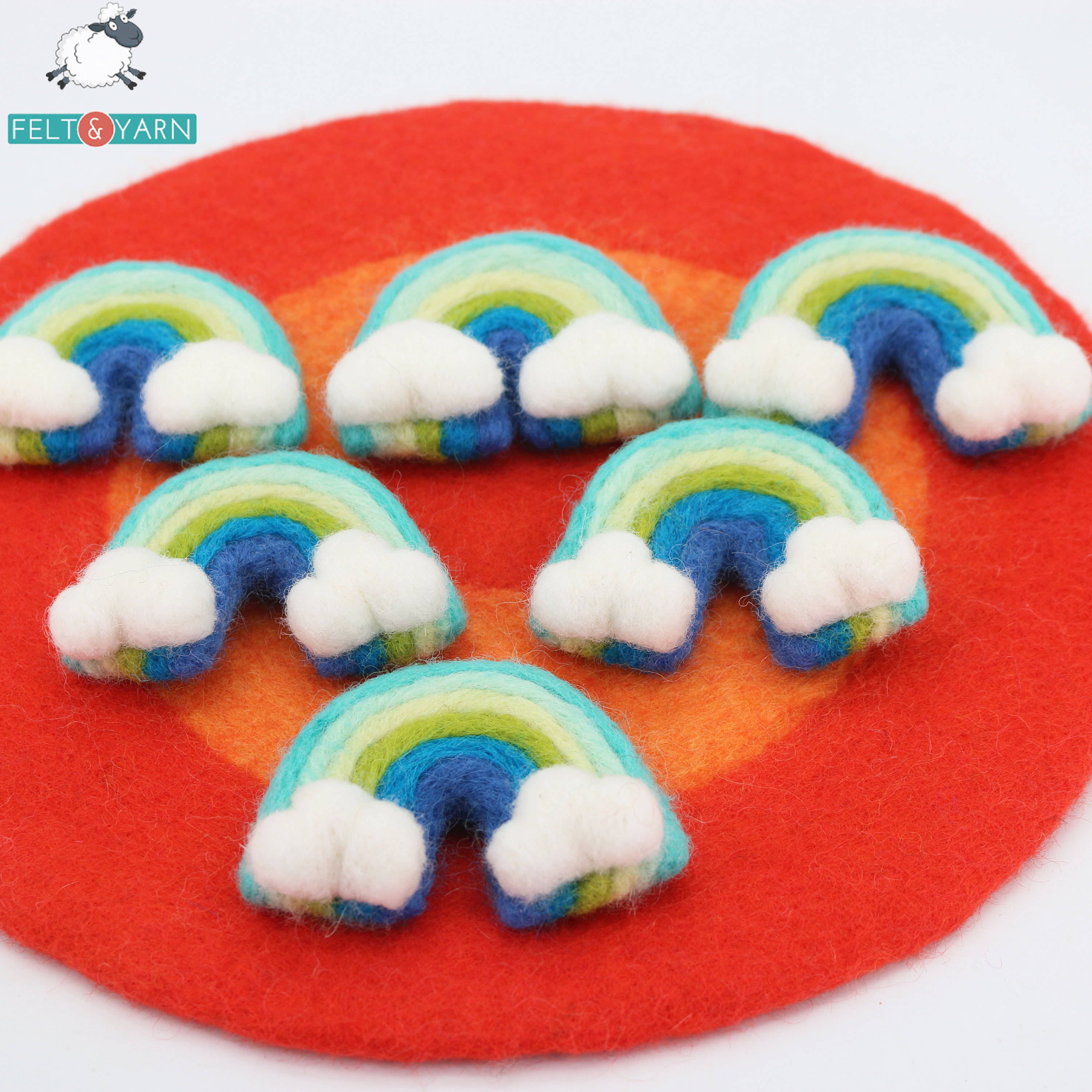 20 Pieces 7cm Felt Rainbow With Clouds Blue Felt Rainbows | Etsy