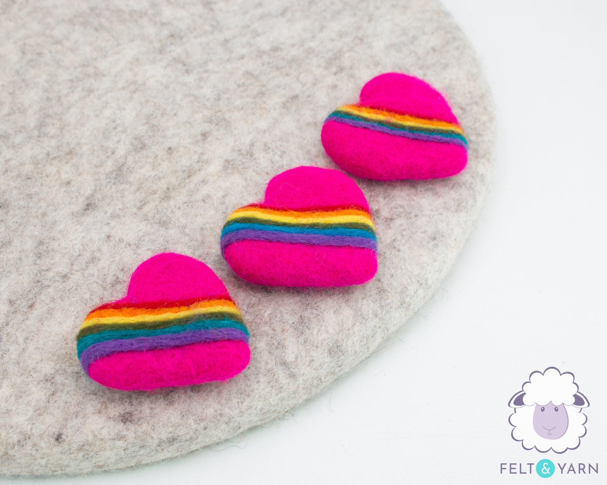 50 Pcs of Bulk Wool Felt Hearts Hand Felted Pride Heart Shape for DIY ...