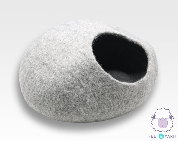 50cm Wool Felt Natural Cat Bed Felted Cat Cocoon Handmade | Etsy