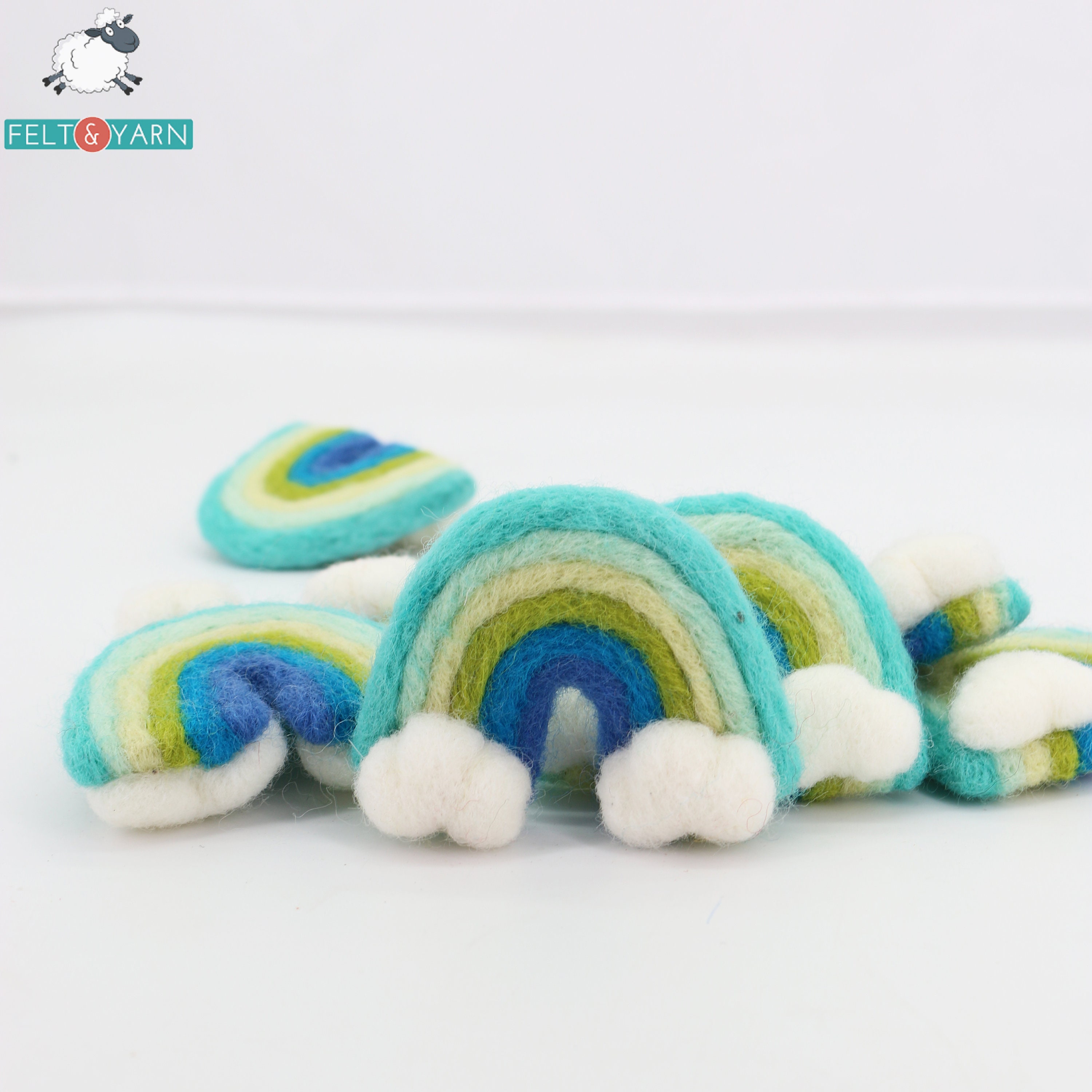 20 Pieces 7cm Felt Rainbow With Clouds Blue Felt Rainbows | Etsy