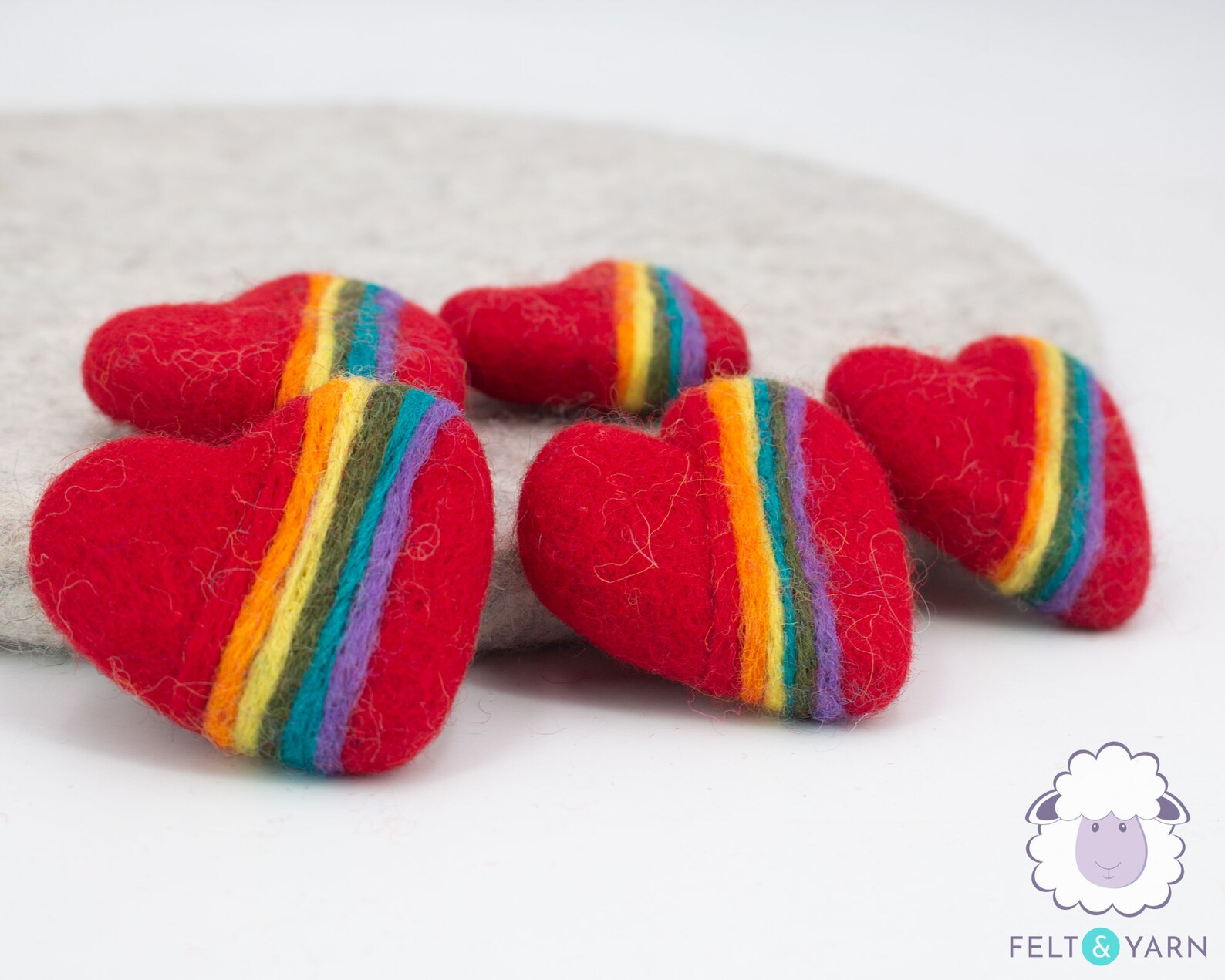 50 Pcs of Bulk Wool Felt Hearts Hand Felted Pride Heart Shape for DIY ...