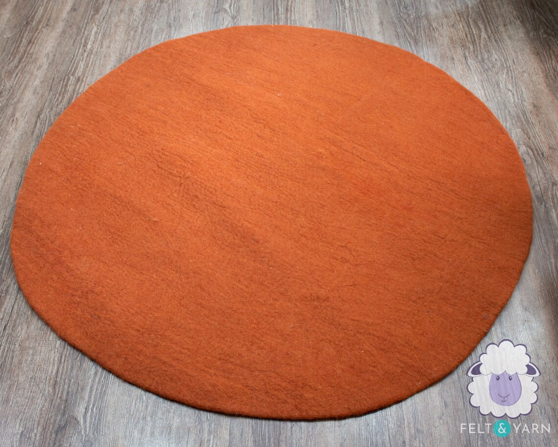 Wool Felt Solid Color Sheet Rug for Room Decor, Handmade Round Rugs for ...