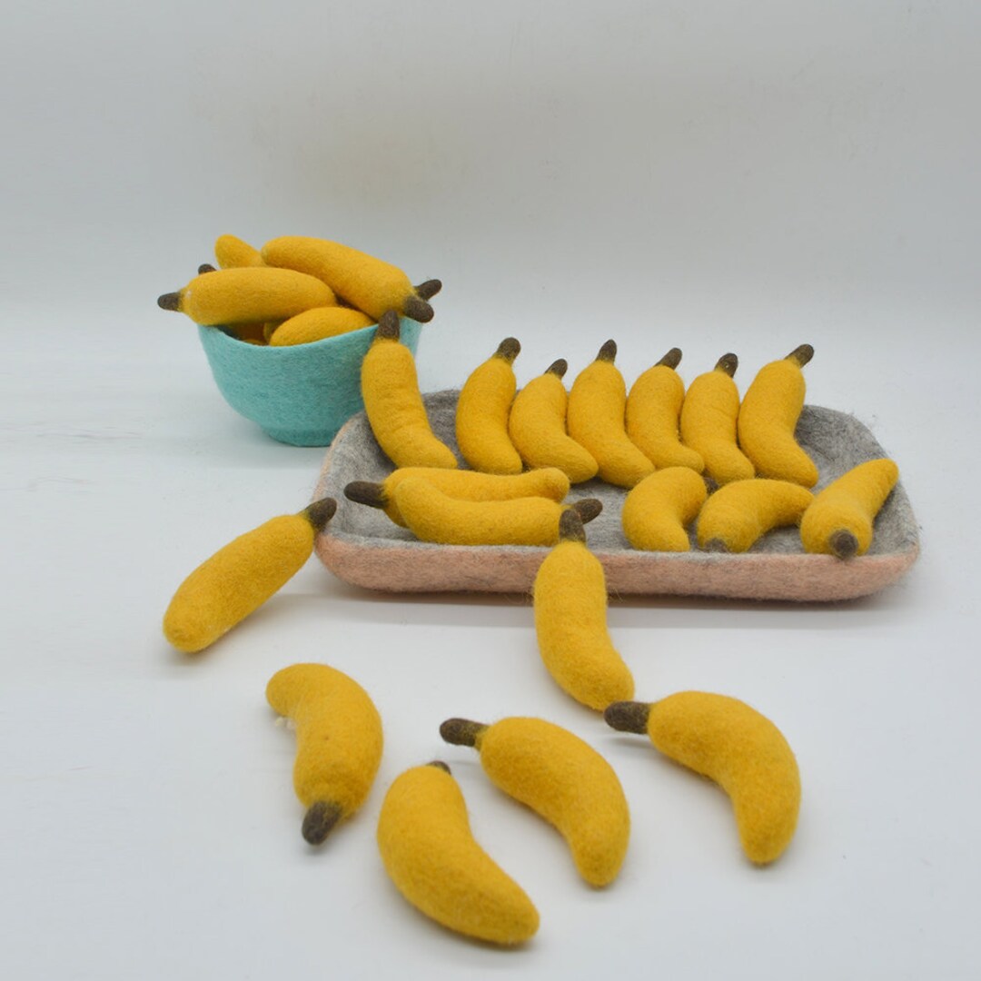 12pcs of 12cm Felt Banana Wool Felted Fruits Play Food Kids Education ...