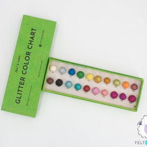 Glitter Color Chart With 20 Amazing Glitter Colors | 1.5cm Felt Ball ...