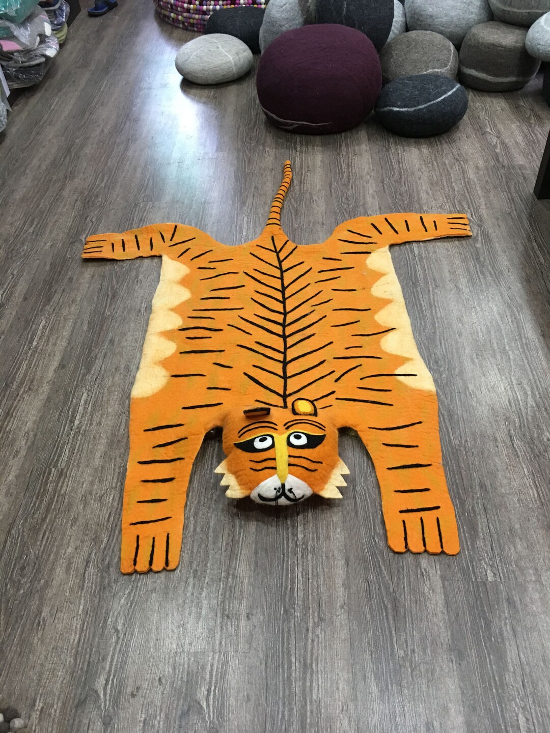 155cm Handmade Felt Tiger Sheet Rug | Tiger Rugs for Kids | Animal ...