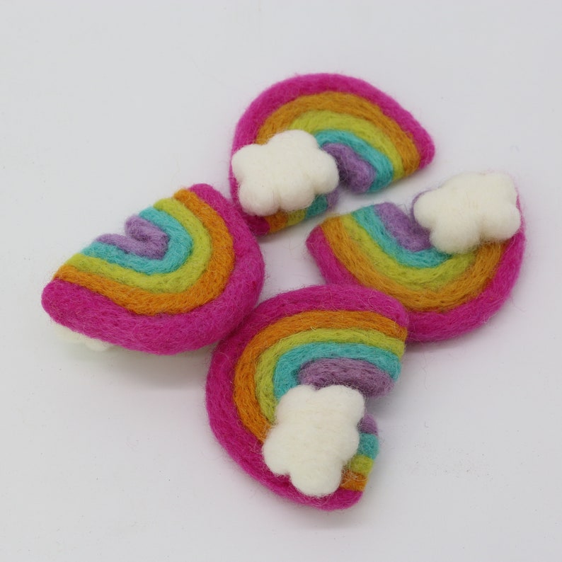 20 Pieces 7cm Felt Rainbow With a Cloud Felted Pastel - Etsy