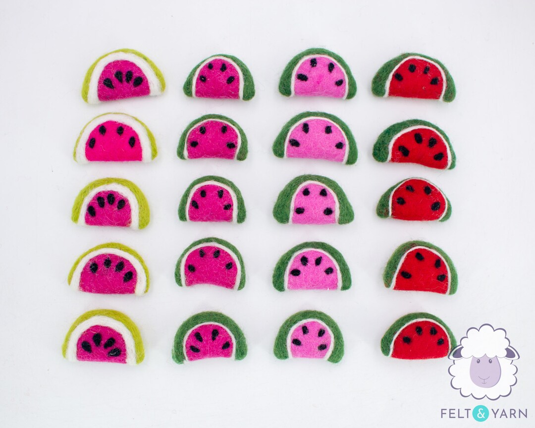 45 Pieces 6cm Wool Felt Watermelon Slices | Felt Fruits Slices | Wool ...