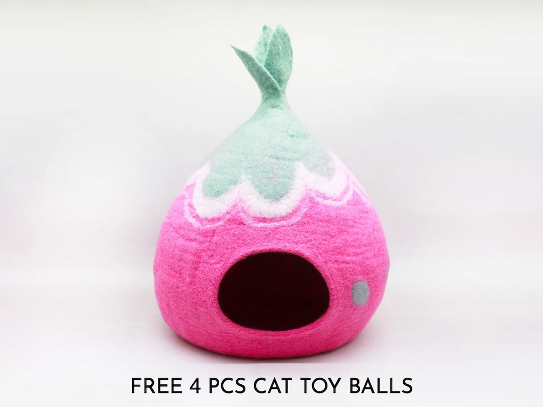 50cm Felted Turnip Cat House Bed, Wool Cat Cave Cocoon, Handmade Wool ...