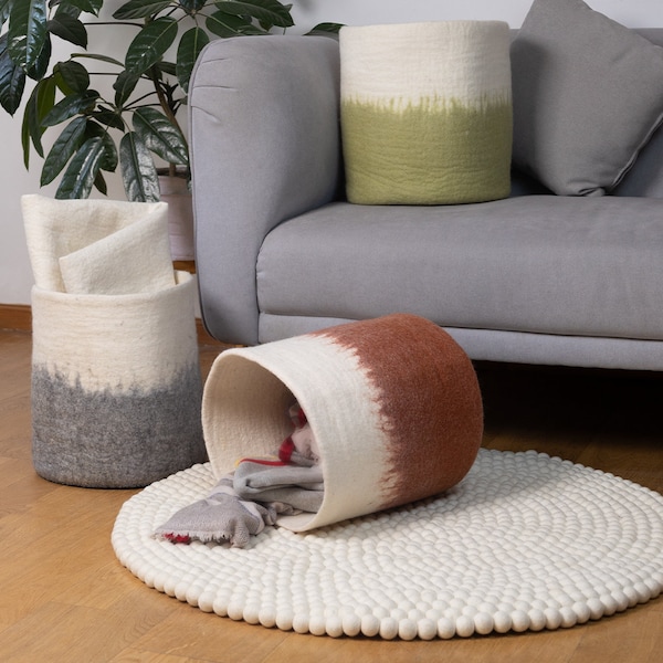 Wool Felted Baskets - Etsy UK
