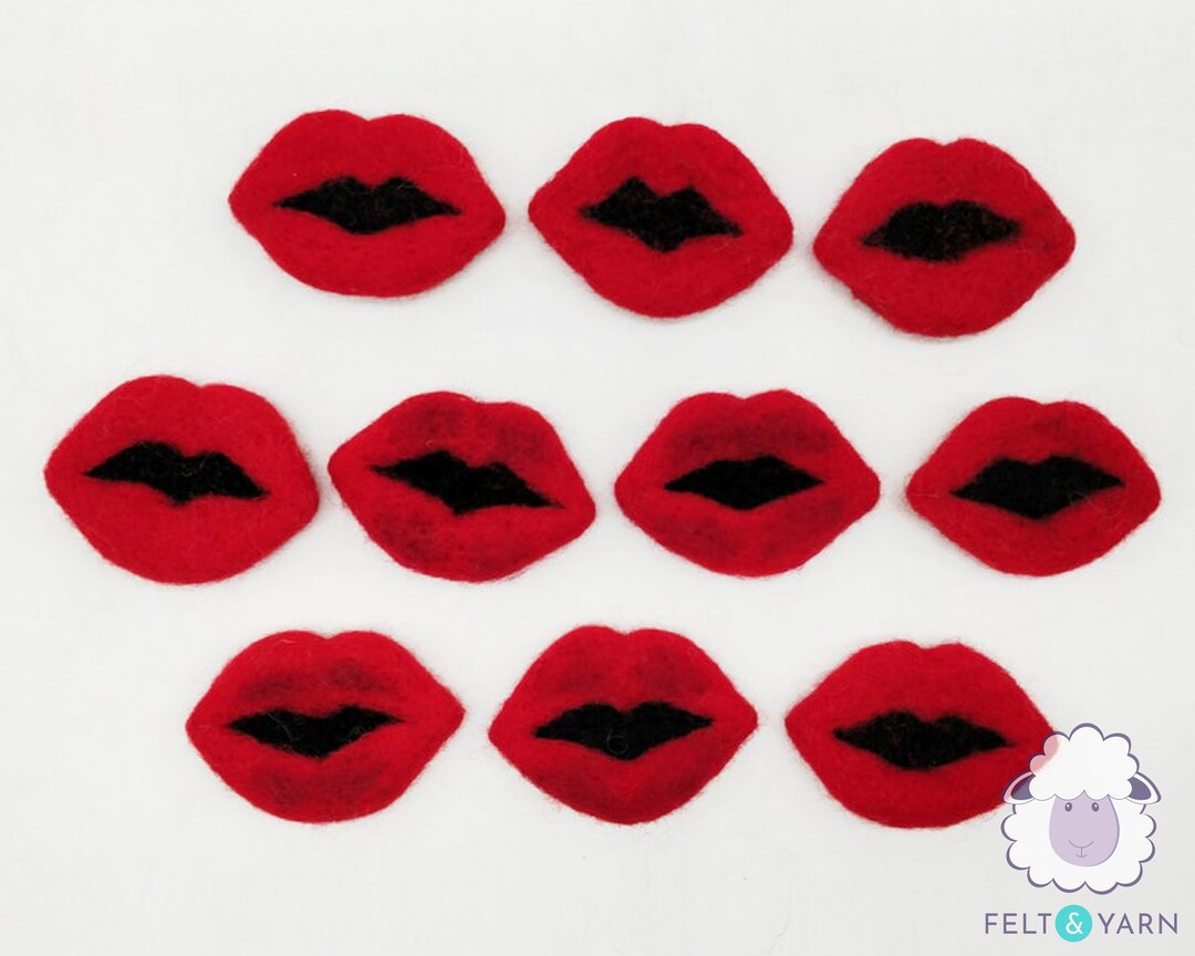 25 Pcs Wool Felt Lips Felt Red Lips Valentine Lips Valentine Ornament ...