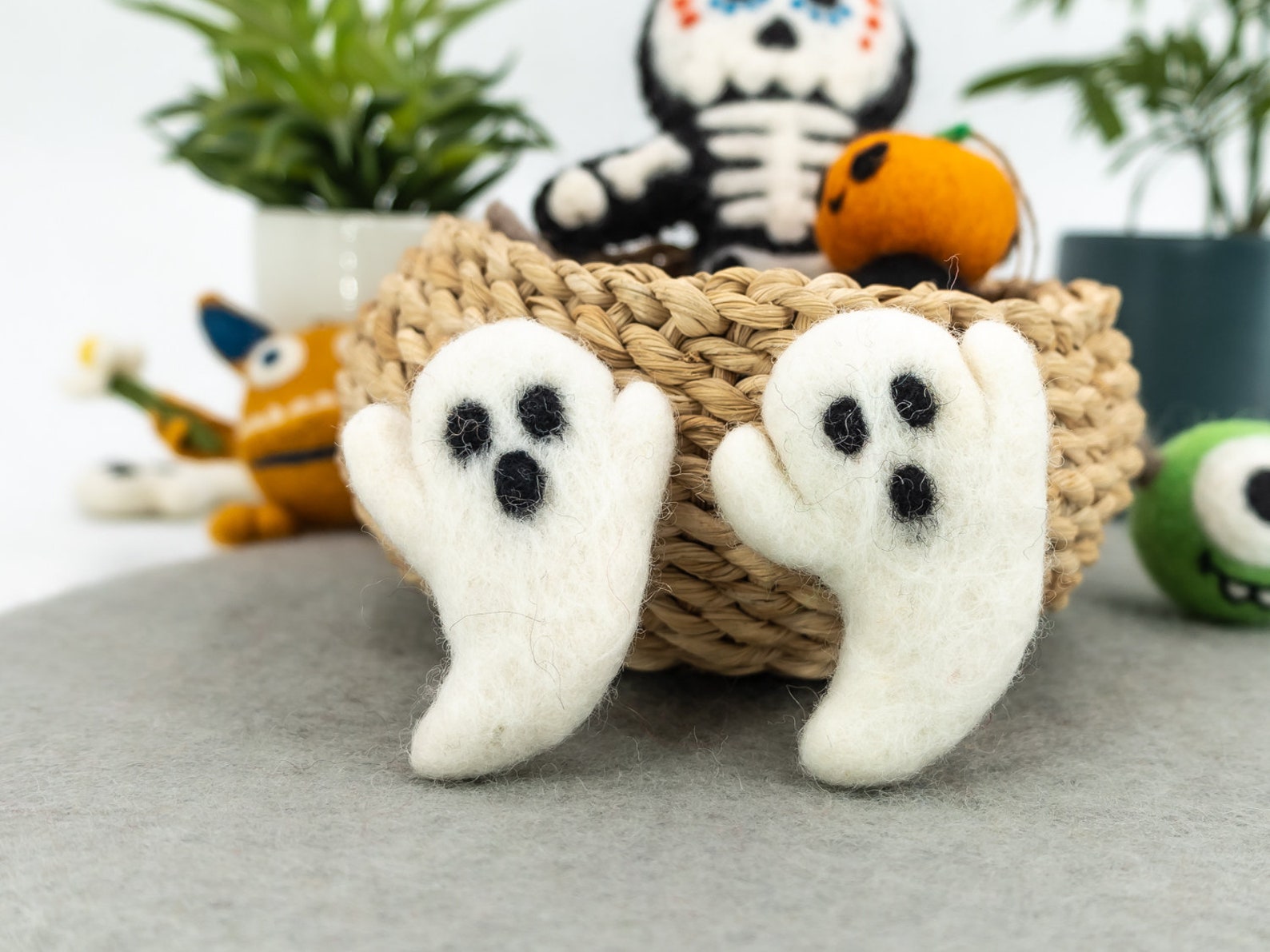 7cm Wool Felt Halloween Ghost | Halloween Decorations | Halloween Craft ...