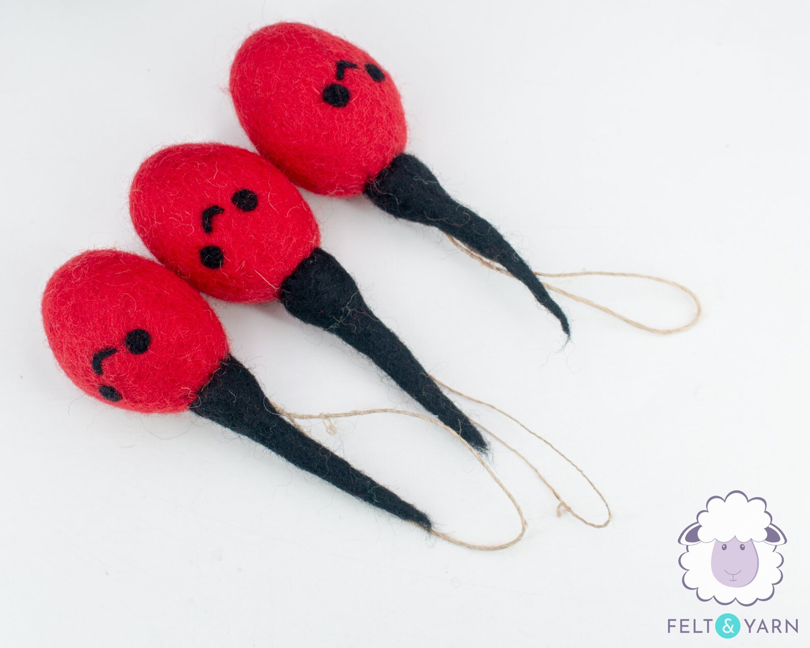 6cm Wool Felt Christmas Red Bauble With Face and Hanging Loop | Etsy