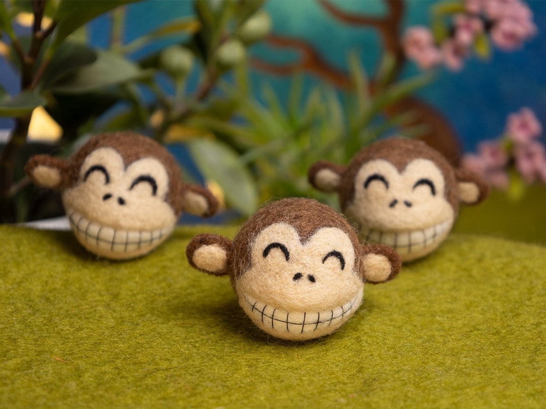 Handcrafted Felt Monkey Head | Monkey Ornament | Felt Animal Head ...