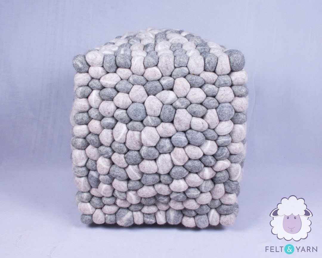40cm Bulky Natural Wool Felt Stone Stool Felted Pebble Stone Made ...
