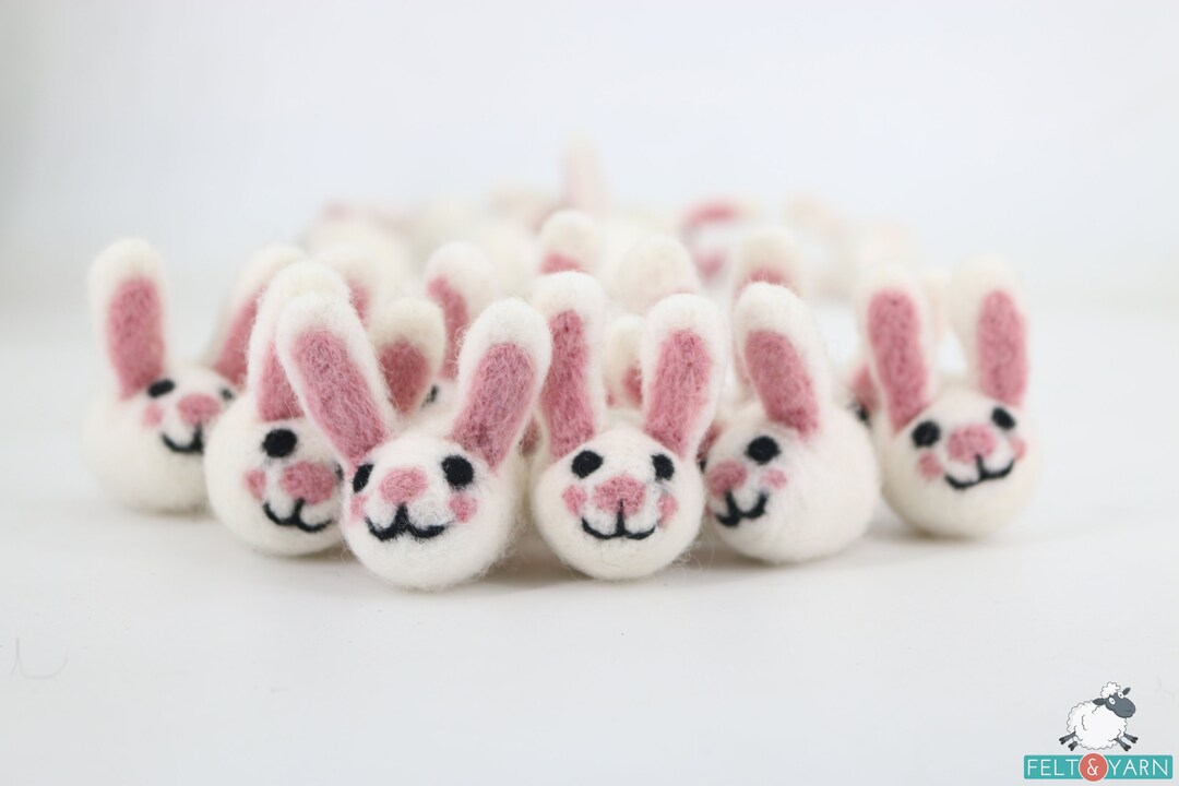 Handmade Wool Felt Bunny | Pink Bunny Head | Mini Bunny | Felted Rabbit ...