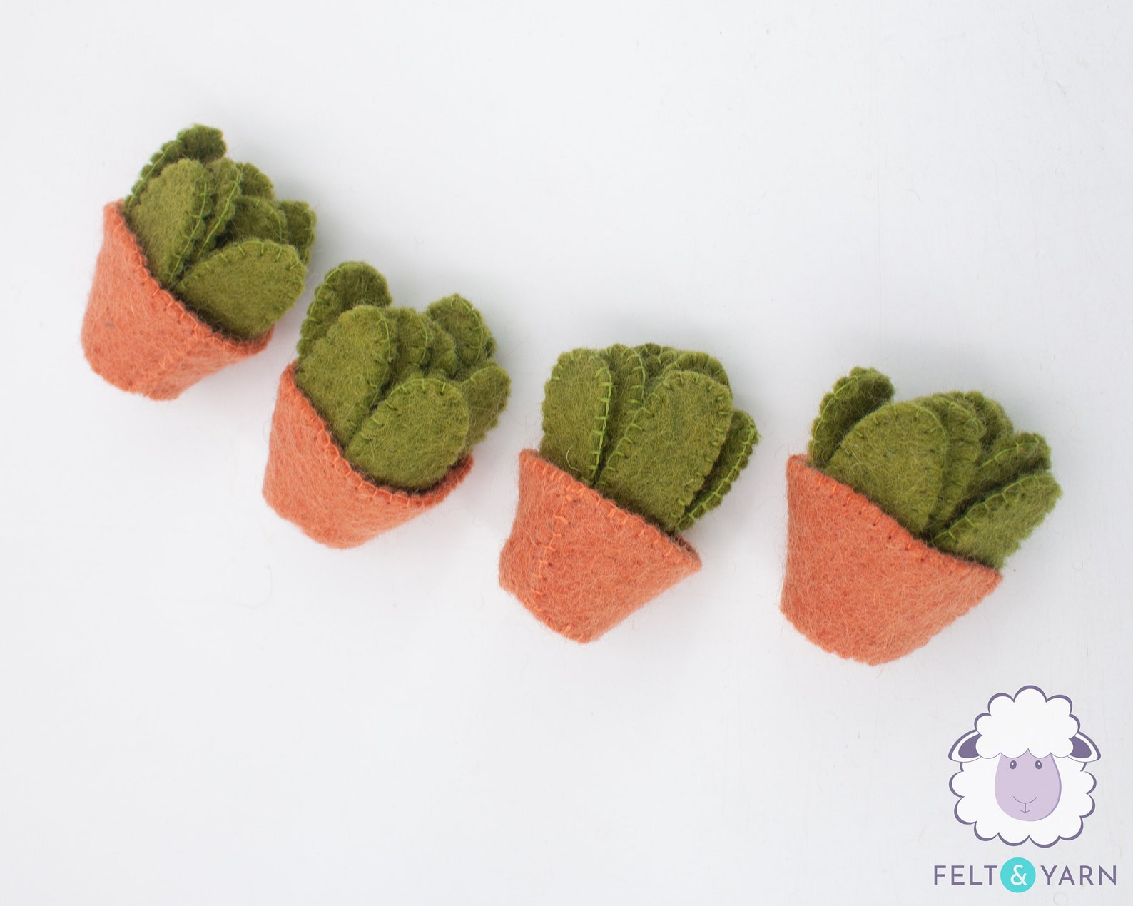 Natural Wool Felt Sheet Cactus with Pot Green Dessert Felt | Etsy