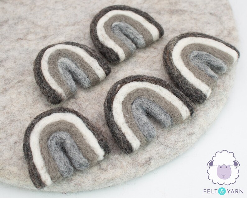 20 Pieces 7cm Wool Felt Rainbow Grey Felt Rainbows Felt - Etsy
