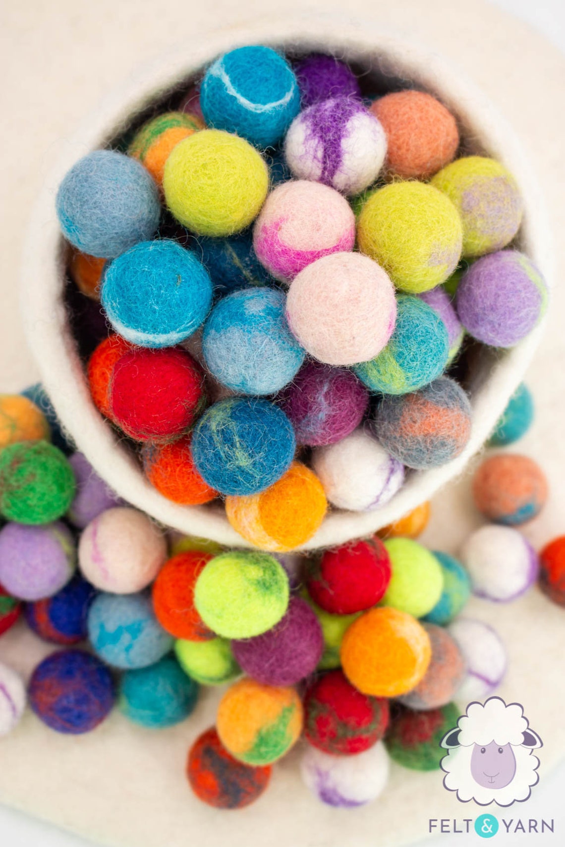 2cm Tye Dye Wholesale Bulk Felt Balls Natural Wool Made Pom | Etsy