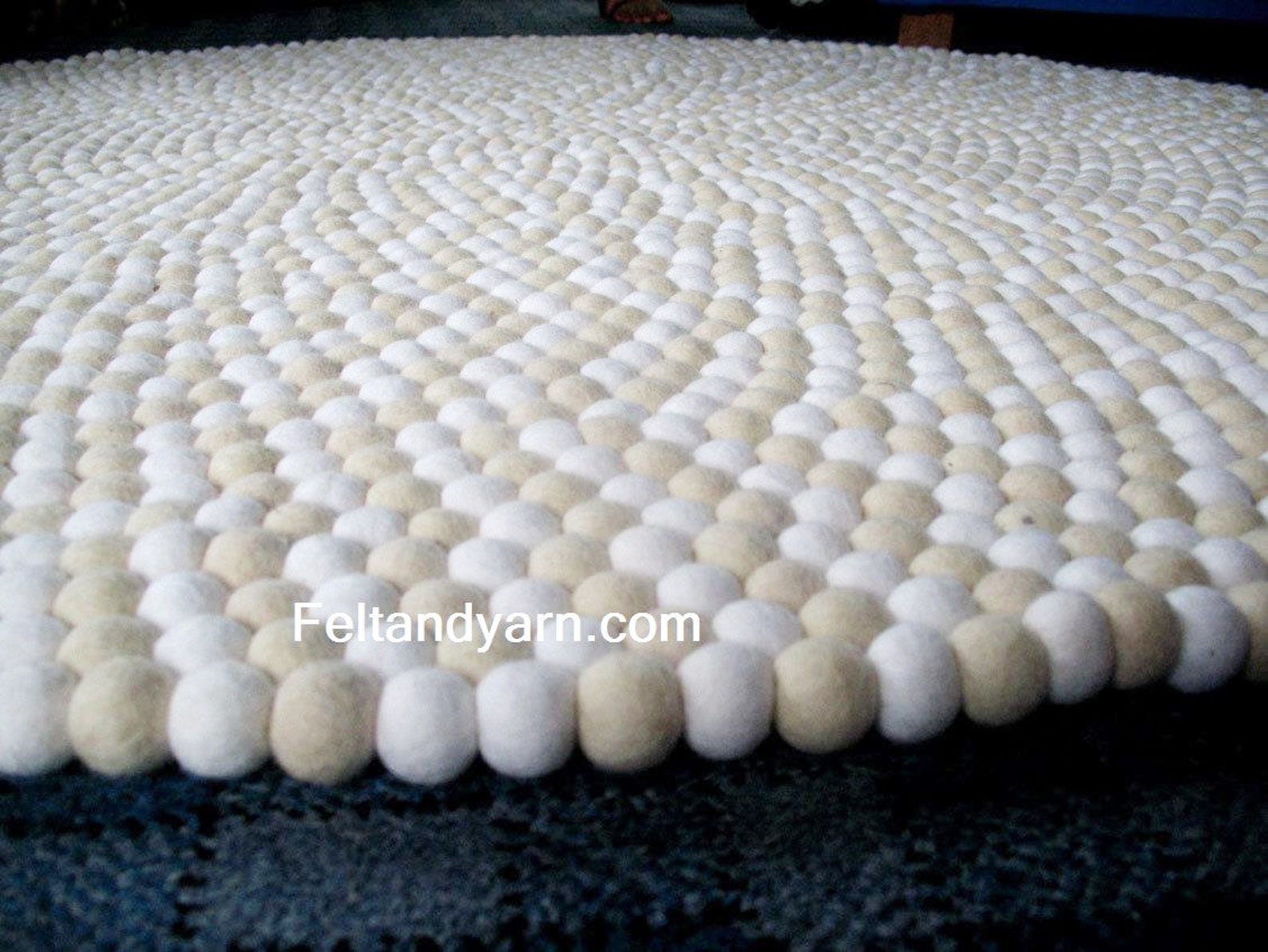 Almond White Wool Felt Ball Rugs Room Decor Handmade Round & | Etsy