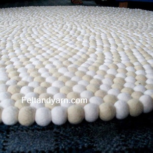 Almond White Wool Felt Ball Rugs Room Decor Handmade Round & - Etsy