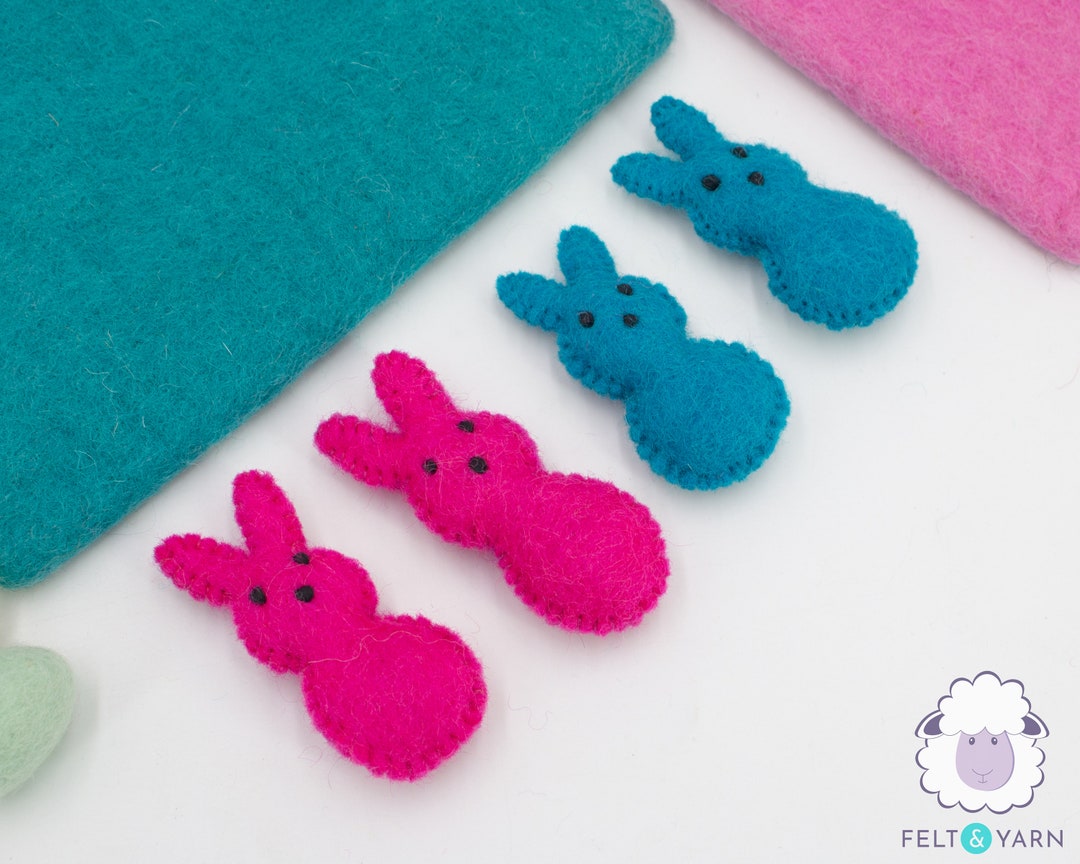 Stitched Felt Easter Bunny Peeps | Peeps Bunnies | Colorful Felted ...
