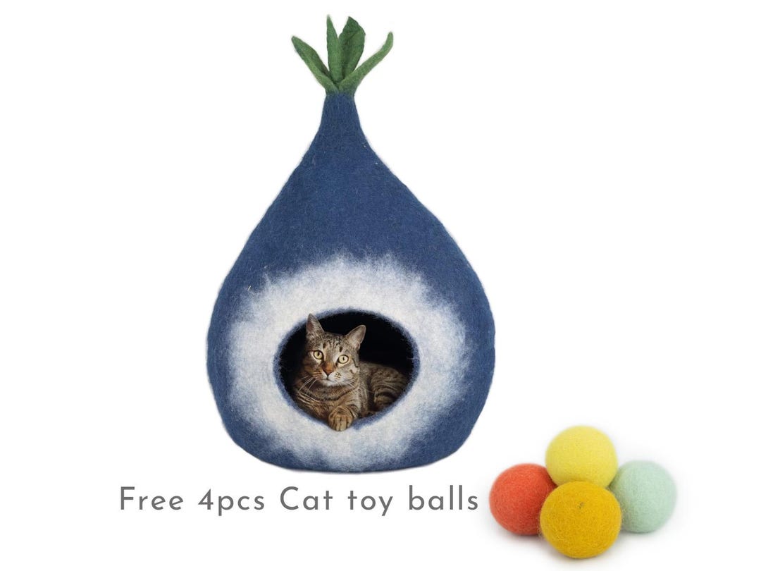 Felt Cat Cocoon | Felted Cat Bed | Felt Cat Cave | Funny Cat Bed | Wool ...