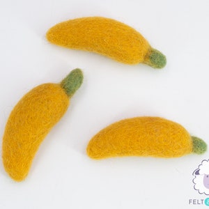 12pcs of 12cm Felt Banana Wool Felted Fruits Play Food Kids Education ...