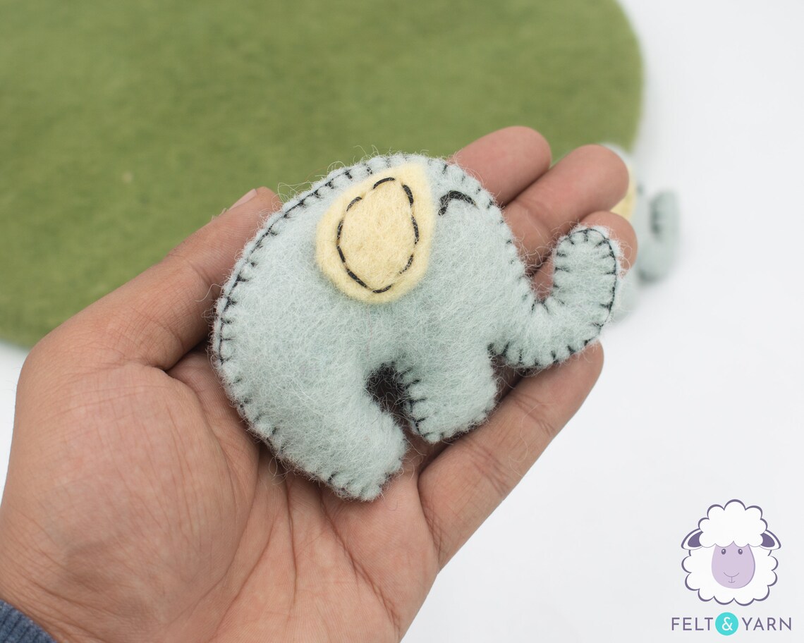 7cm Hand Stitched Wool Felt Light Gray Elephant Hand Felted - Etsy