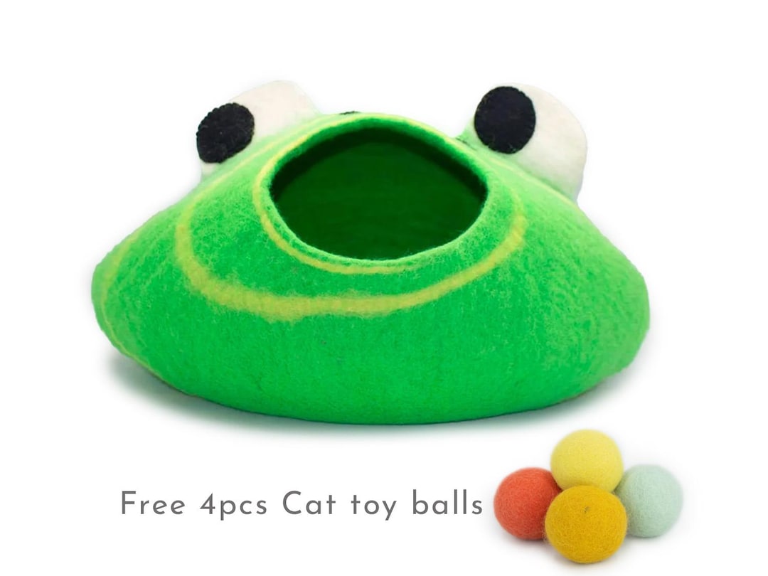50cm Wool Felt Frog Twirl Cat Bed, Cat House Handmade: Fair Trade - Etsy