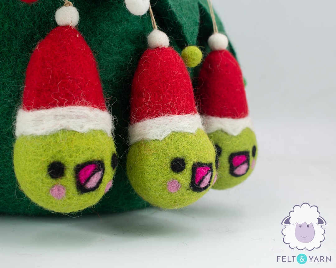 10cm Felt Brussel Sprout Green Santa Bauble Christmas Garland - Etsy UK