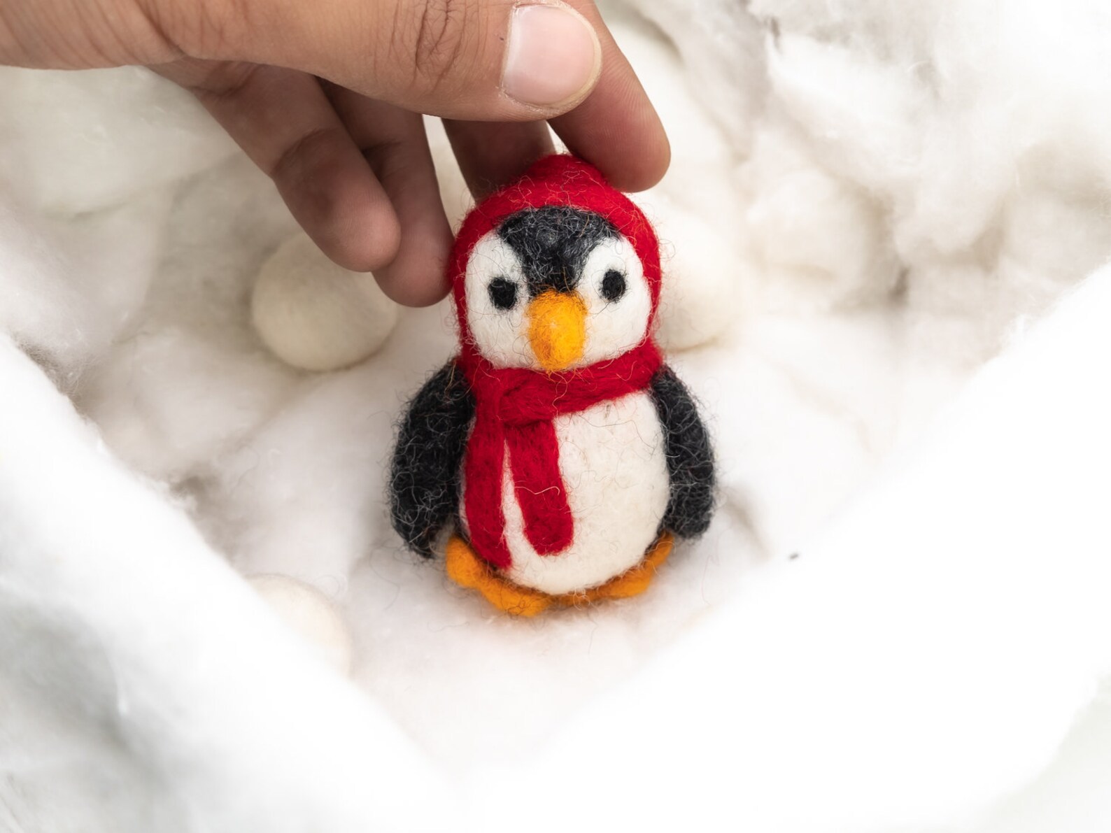 8cm Wool Felt Penguin With Red Blue & Turquoise Scarf Hand | Etsy