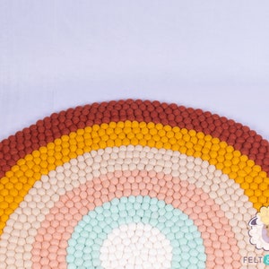 Rainbow Felt Ball Rug, Wool Ball Carpet Round Rugs, Handmade Felt Mat ...