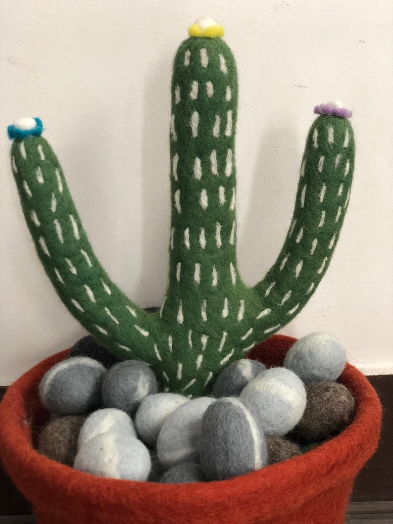 40cm Wool Felt Cactus With Pot Green Dessert Bulky Cactus Felt - Etsy