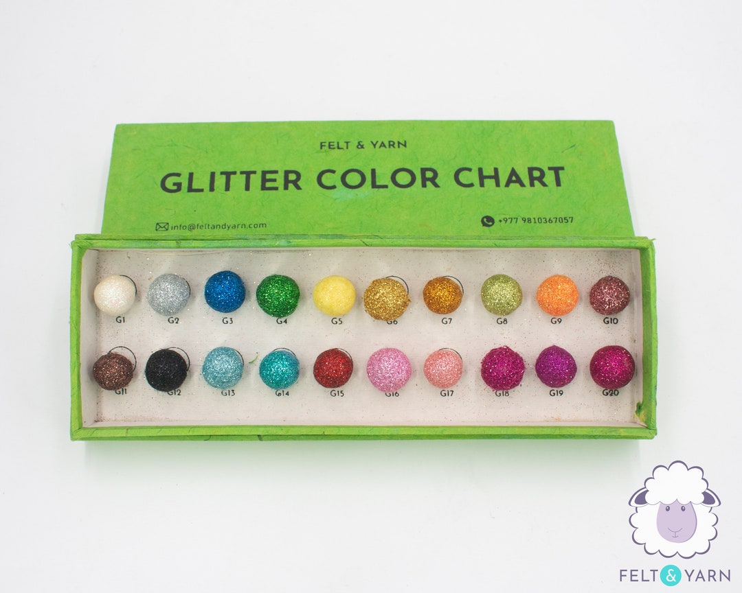 Glitter Color Chart With 20 Amazing Glitter Colors | 1.5cm Felt Ball ...