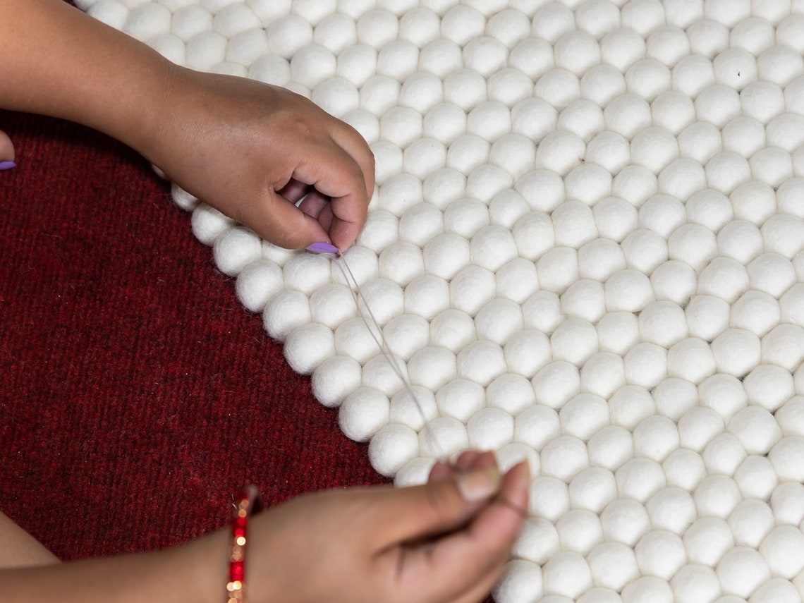 Wool Felt Pebble Rug Perfect for Living Room Handmade Natural - Etsy