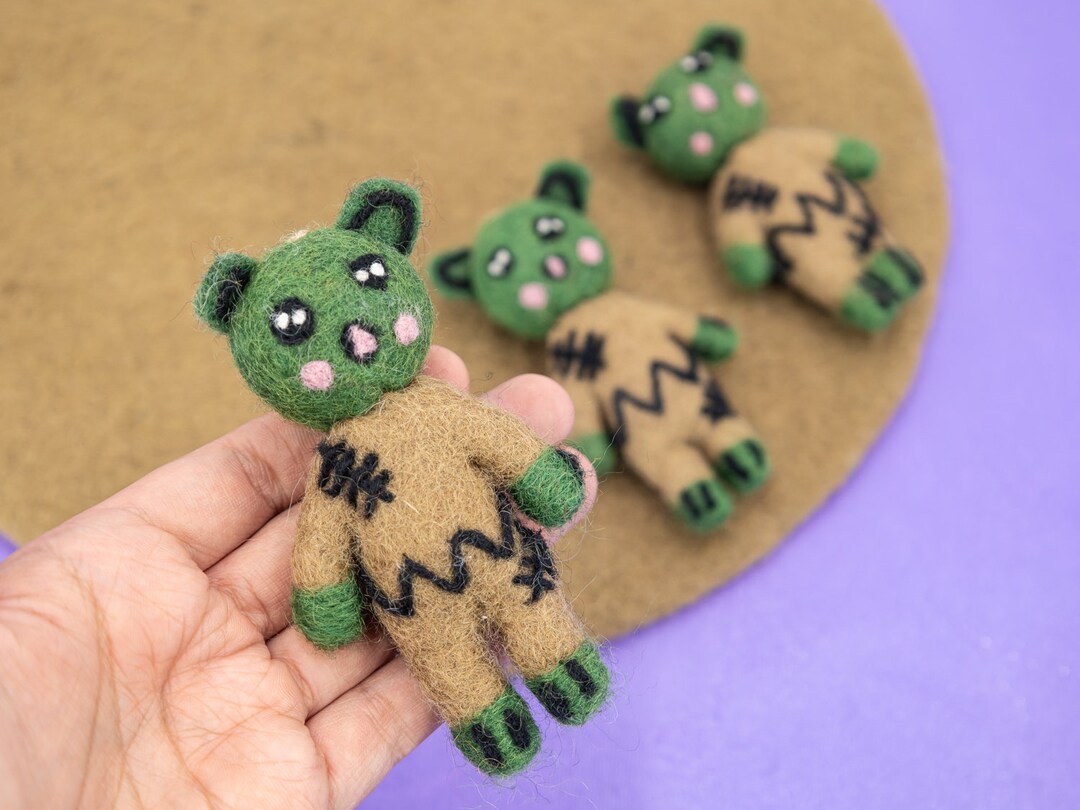 10cm Cute Green Felted Zombie | Spooky Halloween Ornament | Felt Zombie ...