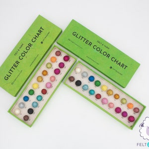Glitter Color Chart With 20 Amazing Glitter Colors | 1.5cm Felt Ball ...
