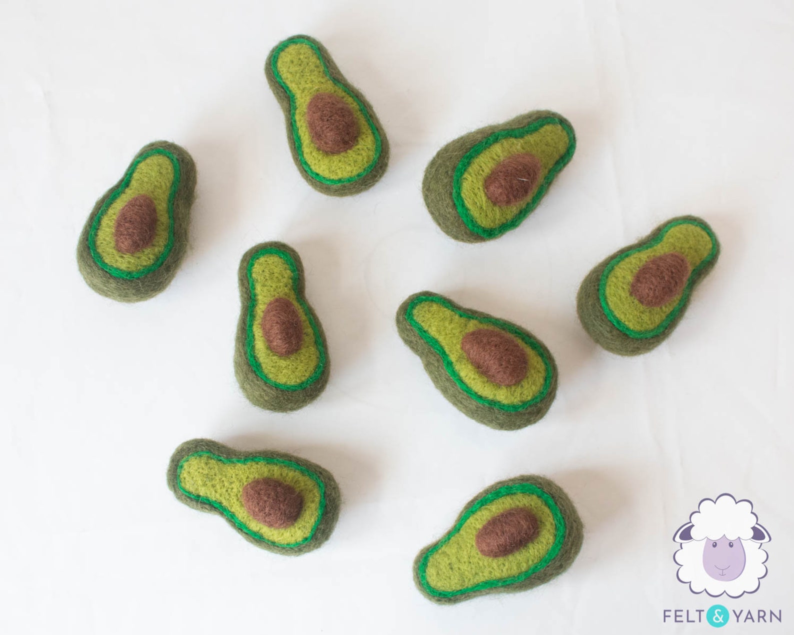7cm Wool Felt Avocado With Seeds Felt Fruit Set Starts With 20 Pcs of ...