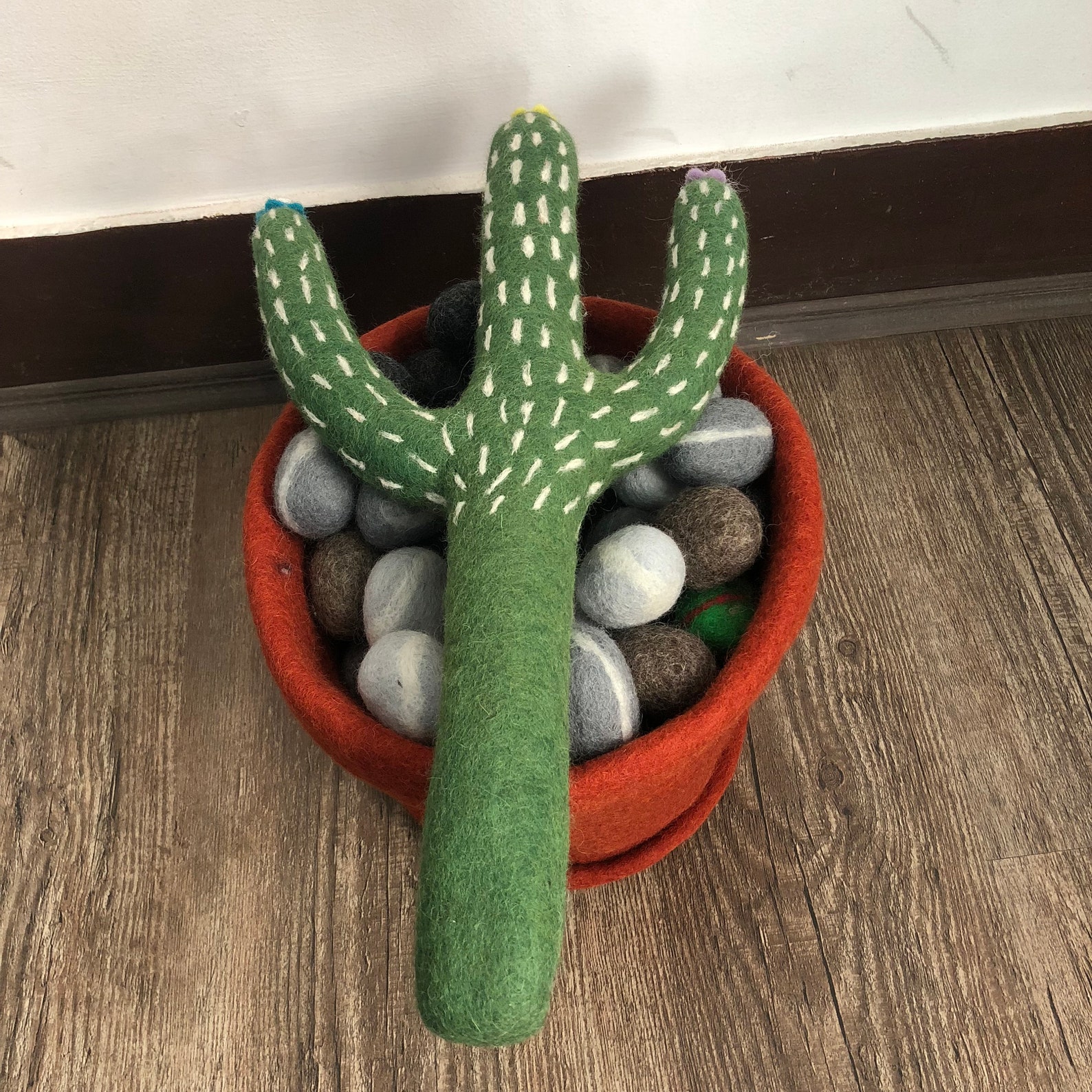 40cm Wool Felt Cactus With Pot Green Dessert Bulky Cactus Felt - Etsy