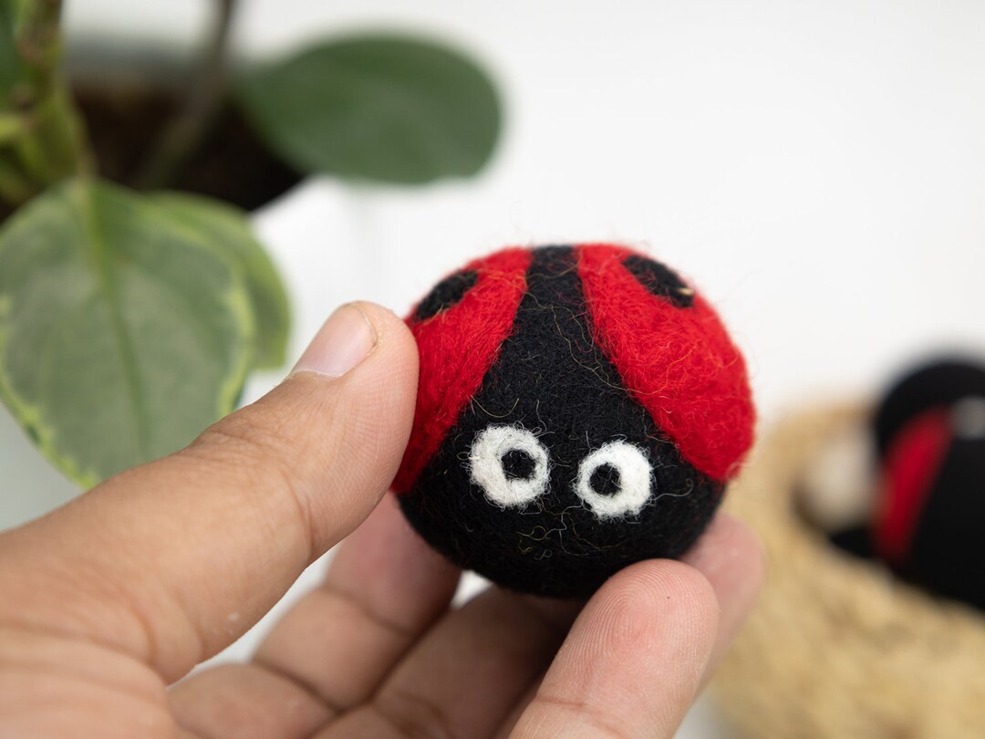 Handmade Red Felt Lady Bug | Felted Shapes | Felt Educational Toy ...
