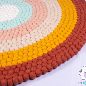 Rainbow Felt Ball Rug, Wool Ball Carpet Round Rugs, Handmade Felt Mat ...