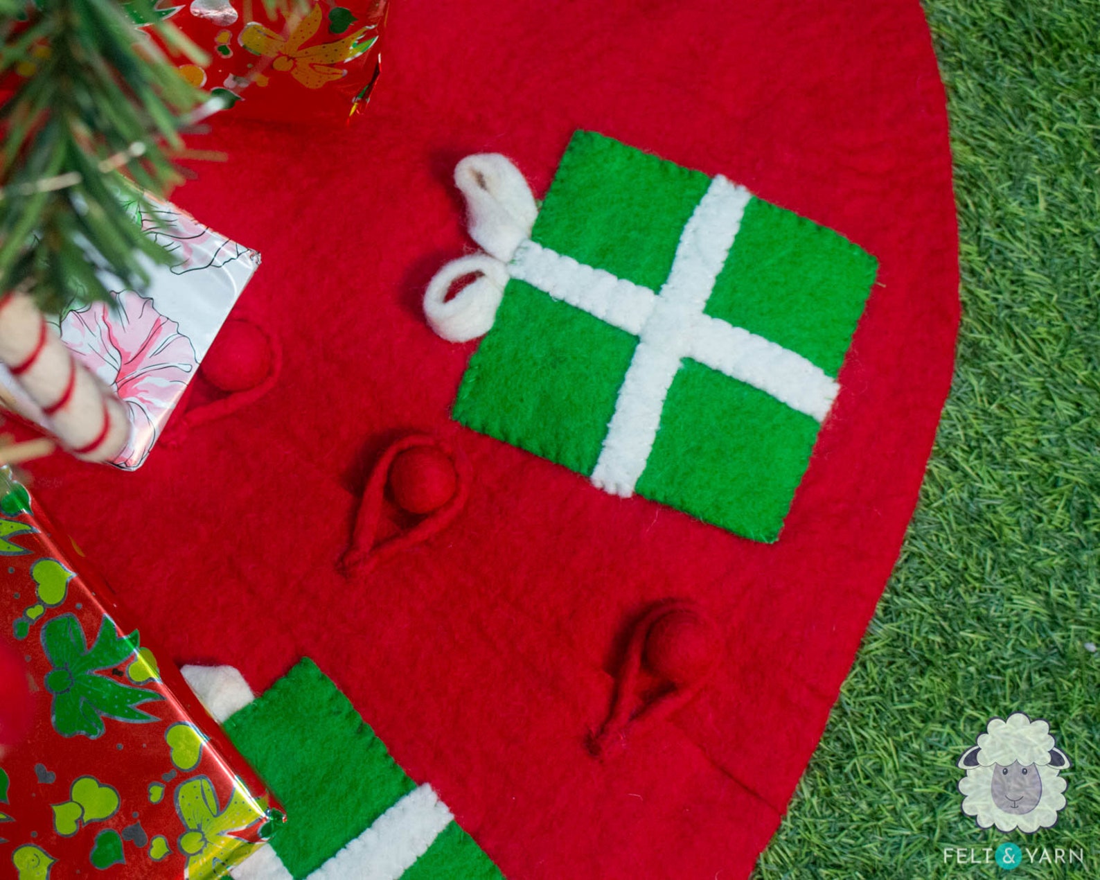 Wool Felt Tree Skirt With Gifts Hand Felted Tree Skirt | Etsy