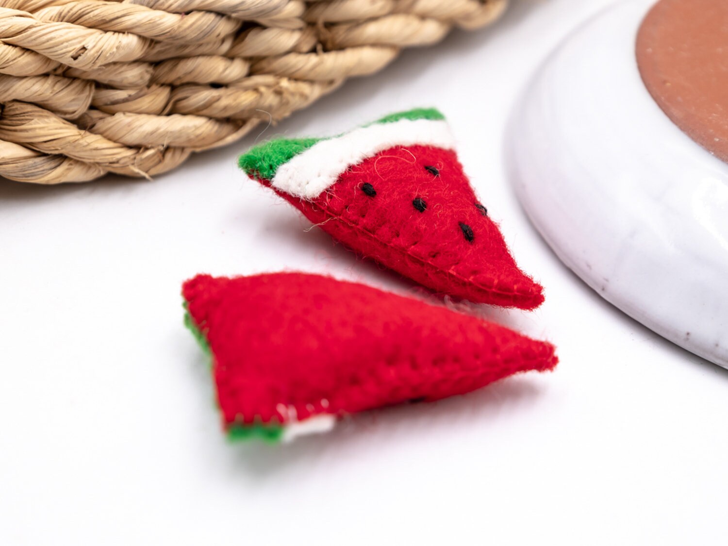 50 Pieces 6cm Wool Felt Watermelon Slices Felt Fruits Slices Wool ...
