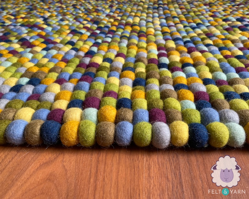 Wool Felt Ball Rug Living Room, Office, Bed Room Suitable, Made With ...